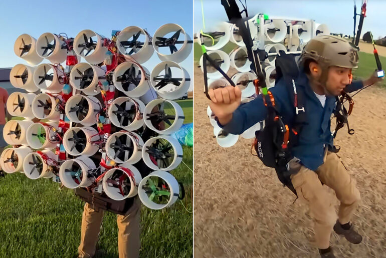 Custom-Built Flying Machine Uses 50 Drone Motors To Get You in the Air ...