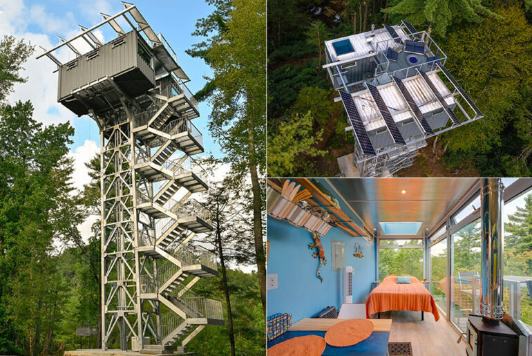 River Forest Lookout is a Solar-Powered Shipping Container House That ...