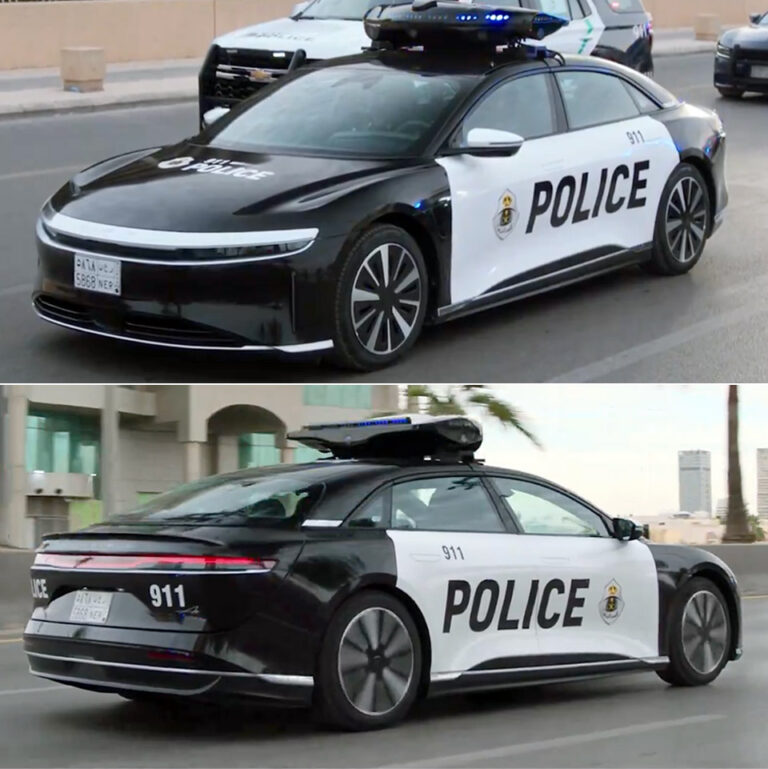 Lucid Air Police Vehicle Arrives in Saudi Arabia, Includes Roof-Mounted ...