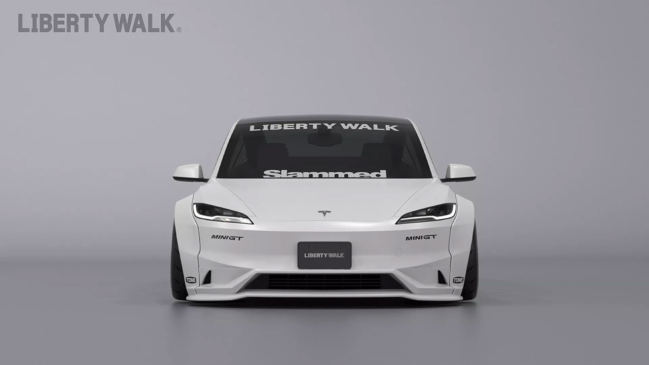 Liberty Walk Tesla Model 3 Body Kit Gives the EV an Ultra Aggressive ...