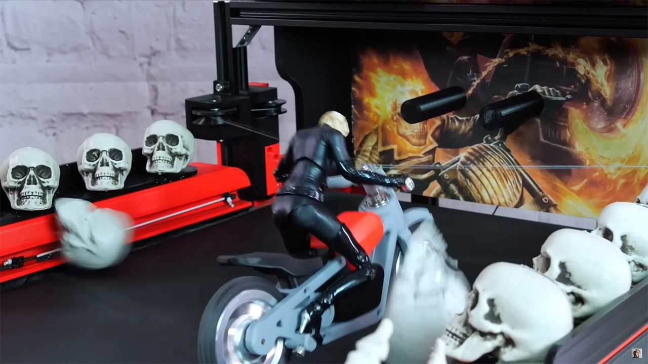 Custom-Built Arcade Machine Uses Motorcycle Physics, Miniature Skulls ...